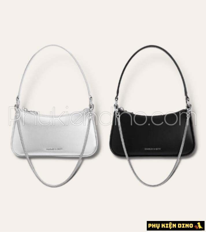 Túi Đeo Vai Nữ Charles & Keith CNK Curved Shoulder Bag Noir CK2-80151362-A